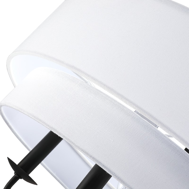 Martina 5-Light Black Chandelier Light with White Double Drum Shade ...